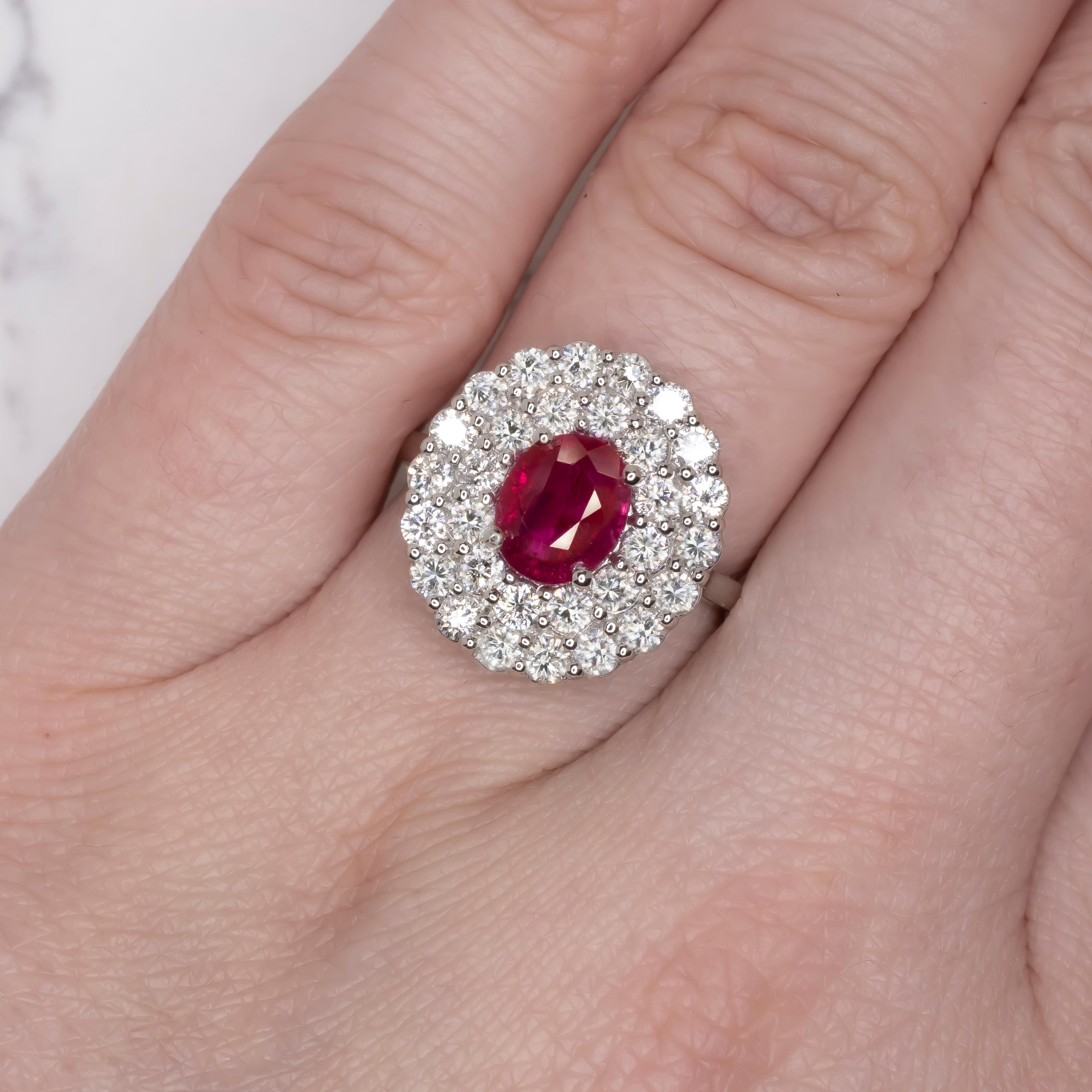 GIA Certified 2 Carat Ruby Diamond Ring For Sale at 1stDibs