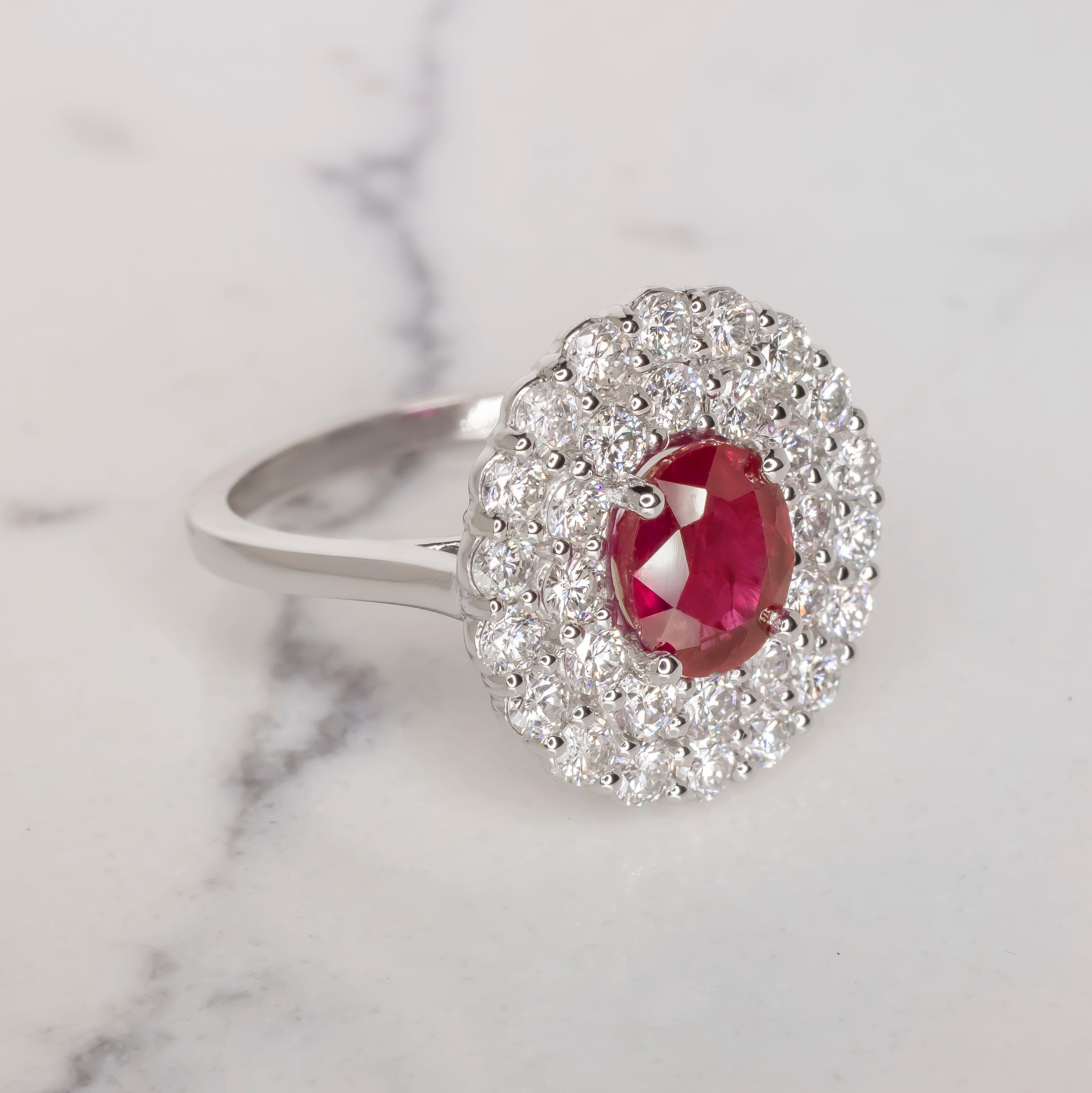GIA Certified 2 Carat Ruby Diamond Ring For Sale at 1stDibs