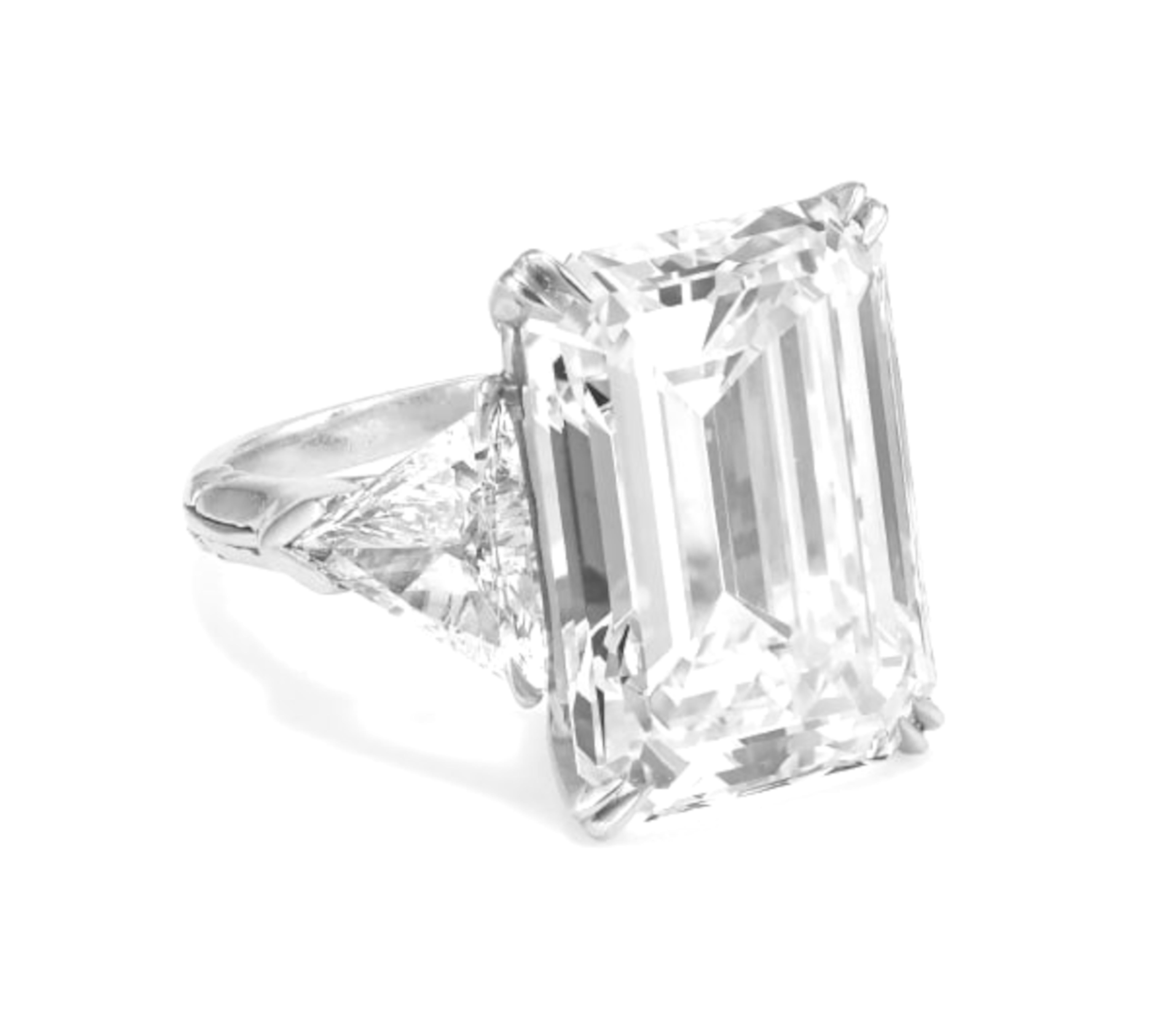 GIA Certified 20 Carat Emerald Cut Diamond Platinum Ring For Sale at ...