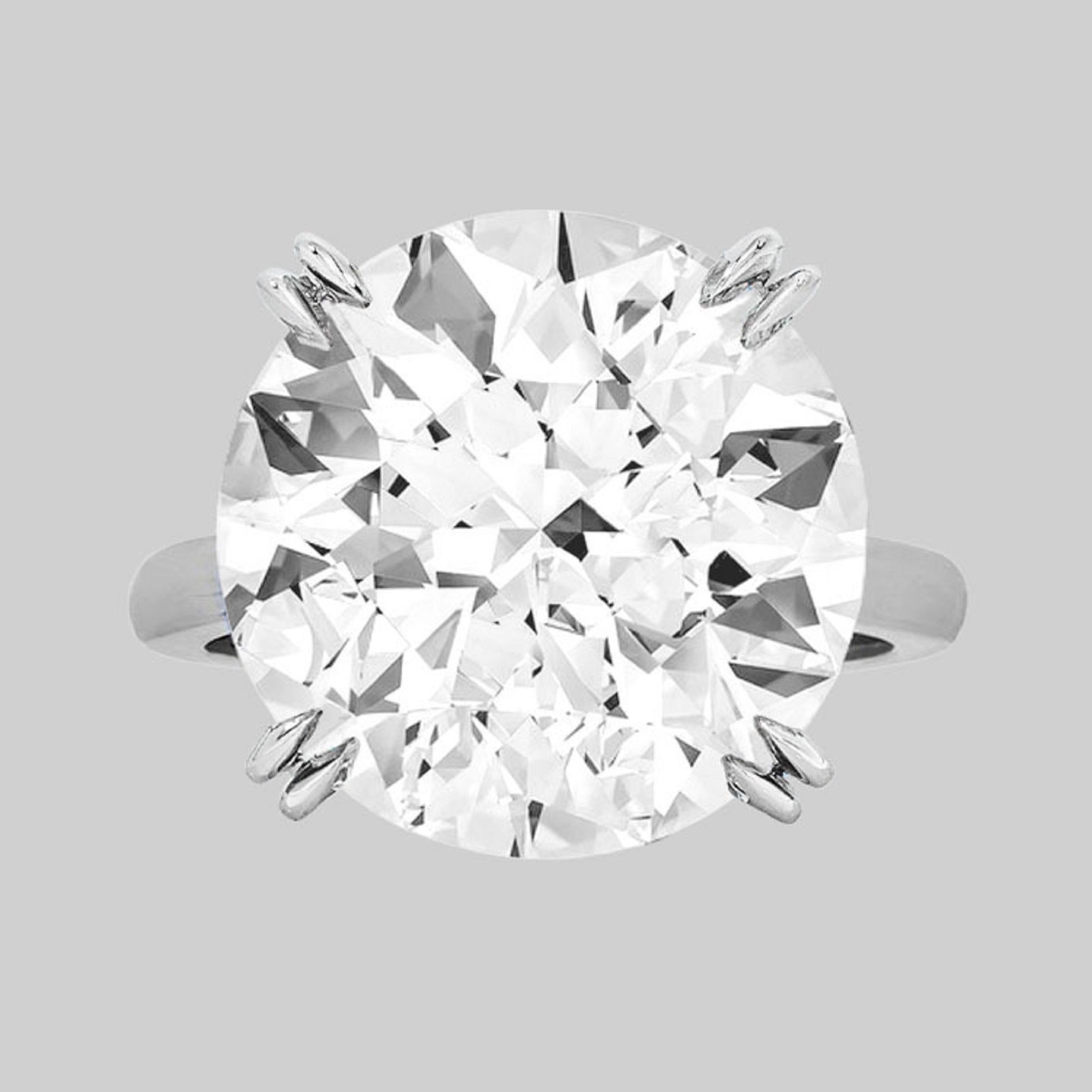 GIA Certified 20 Carat Round Brilliant Cut Diamond Platinum Ring VVS1 ...
