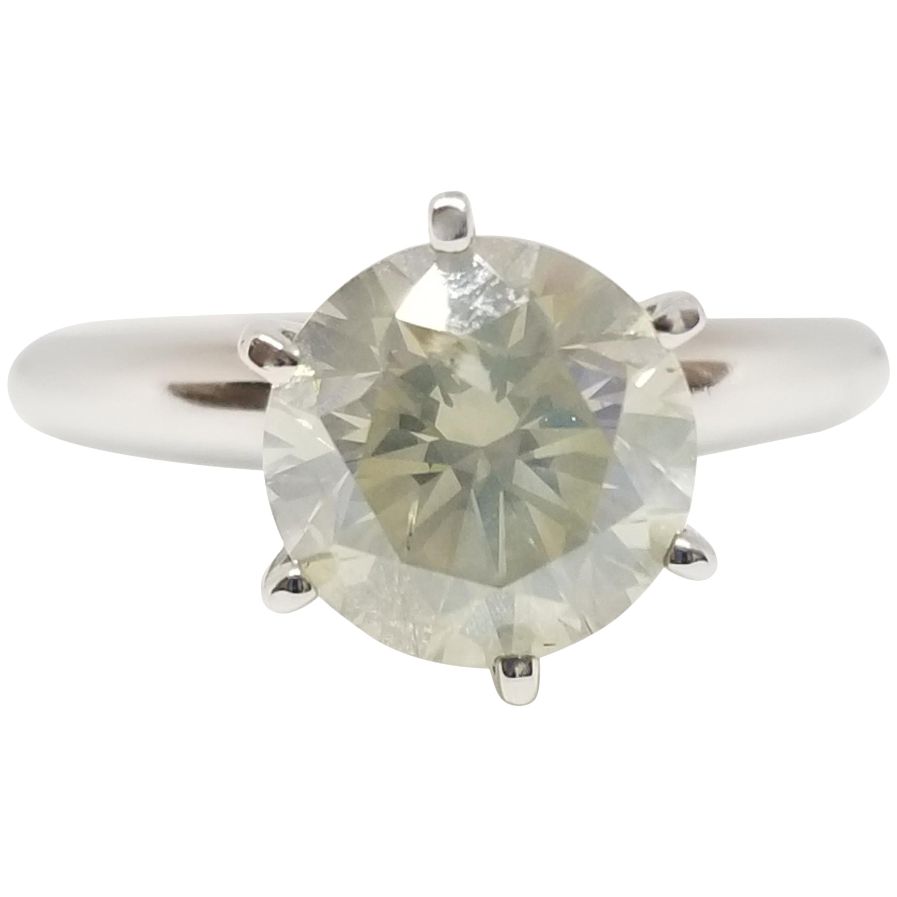 GIA 2.01 Carat Fancy Yellow Round Diamond Ring 14 Karat White Gold For ...