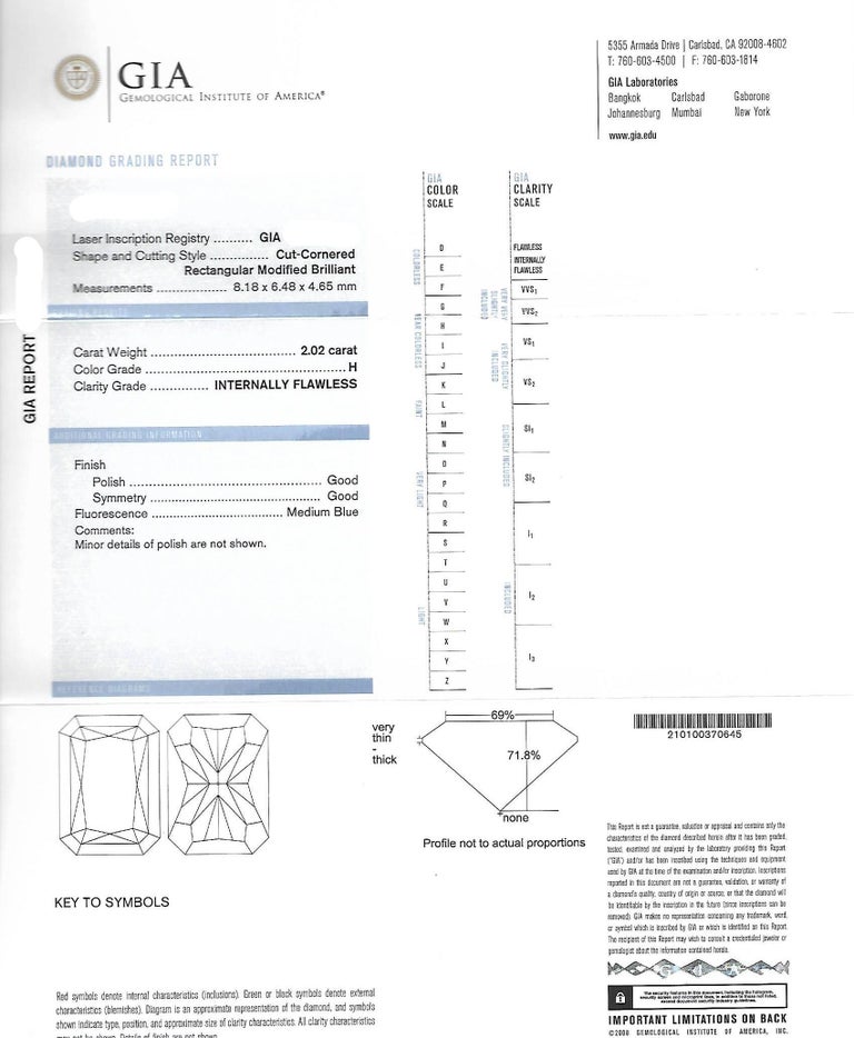GIA Certified 2.02 Carat Cut-Cornered Rectangular Diamond Pendant For ...