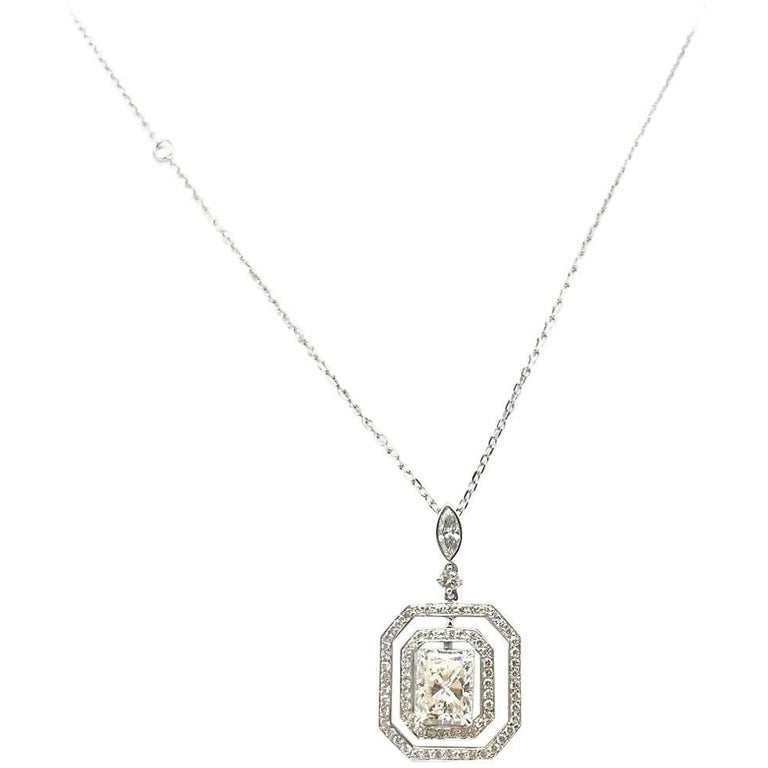 GIA Certified 2.02 Carat Cut-Cornered Rectangular Diamond Pendant For ...