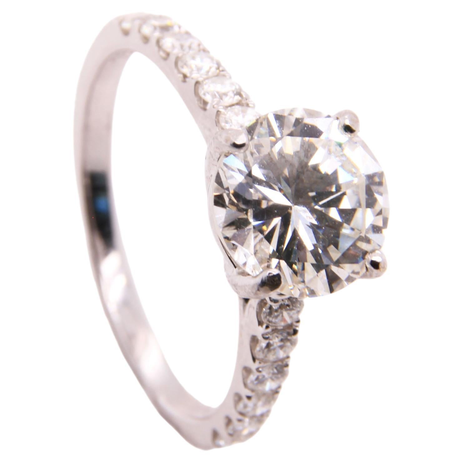 3.57 Carat Certified F VS2 Round Brilliant Diamond Platinum Engagement ...