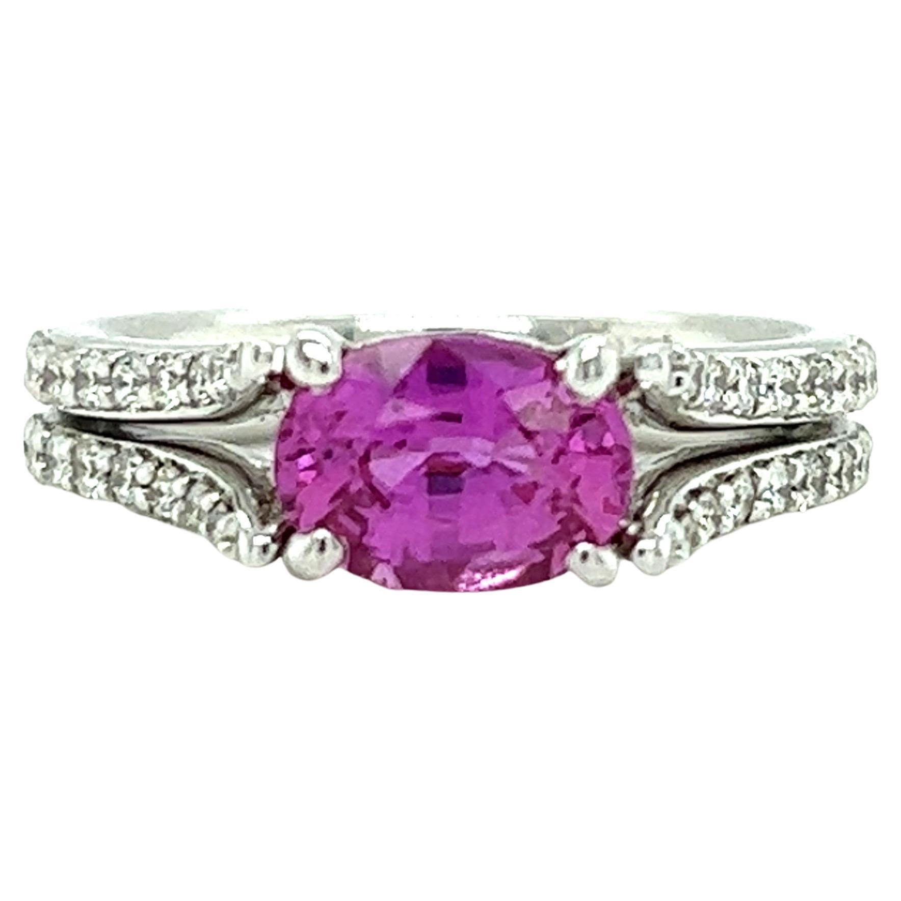GIA Certified 2.03ct Pink Sapphire and Diamond Ring 14k Gold at 1stDibs