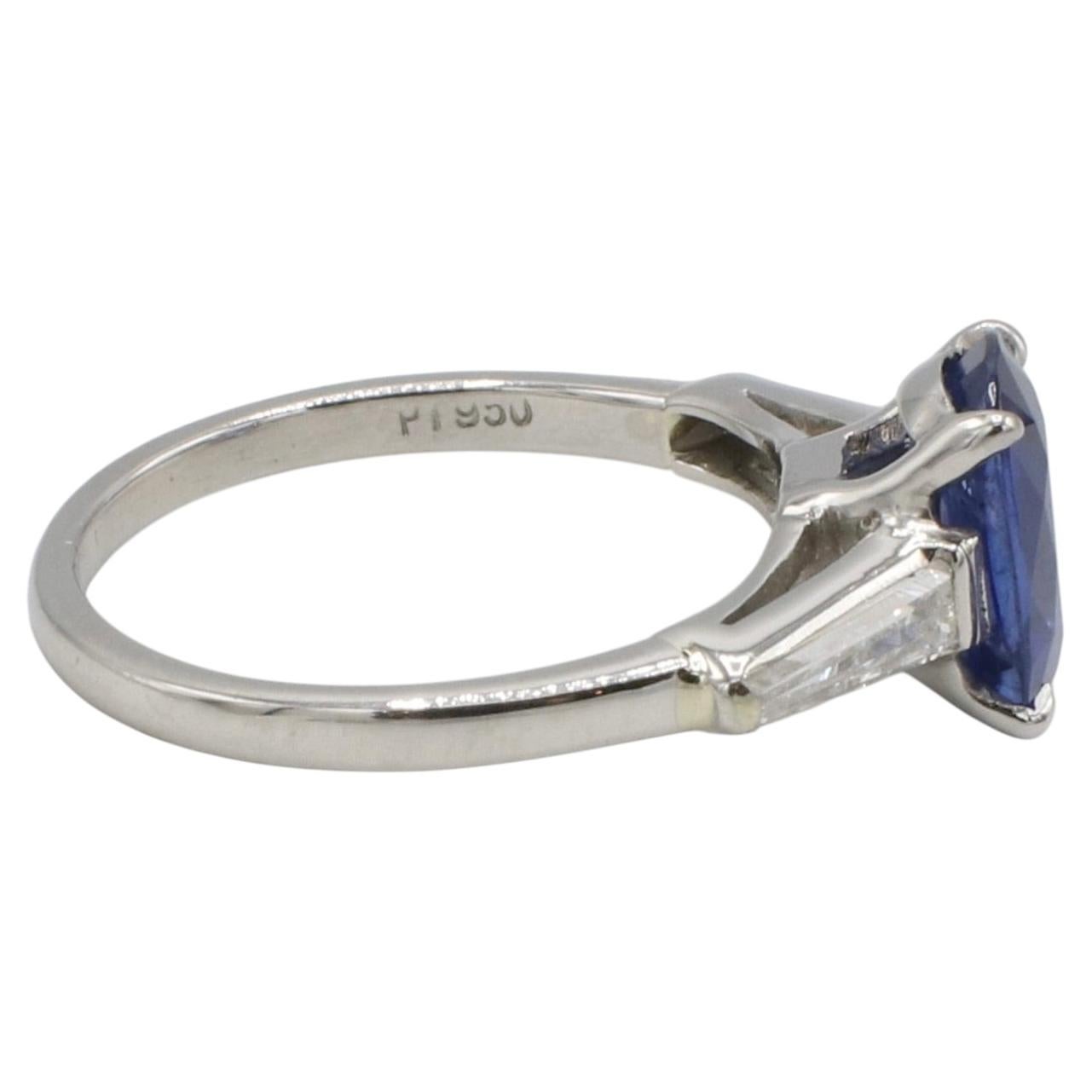 GIA Certified 2.10 Carat Natural Ceylon Blue Sapphire and Diamond ...