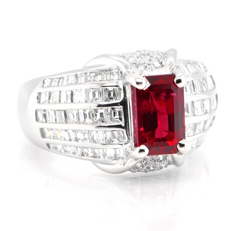 GIA Certified 2.18 Carat Siam 'Thailand' Ruby and Diamond Set in Platinum For Sale at 1stDibs