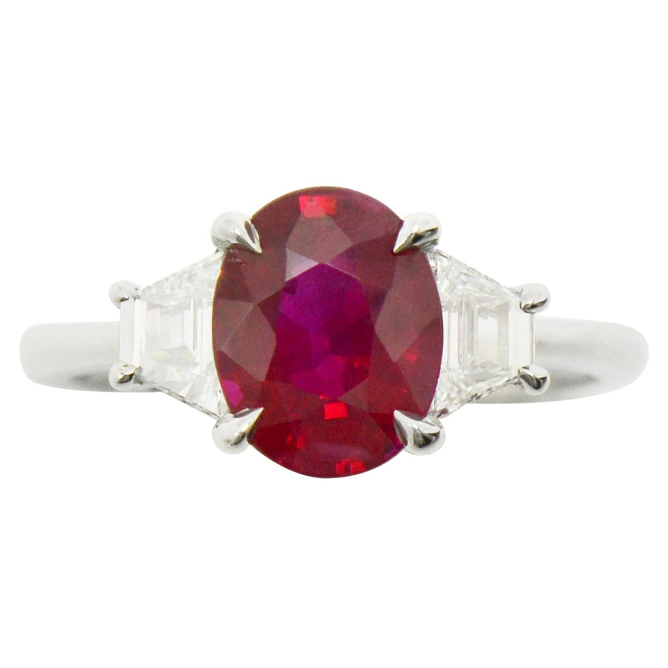 Burma Pigeon-Blood Ruby and Diamond Ring, 3.16 Carat For Sale at ...