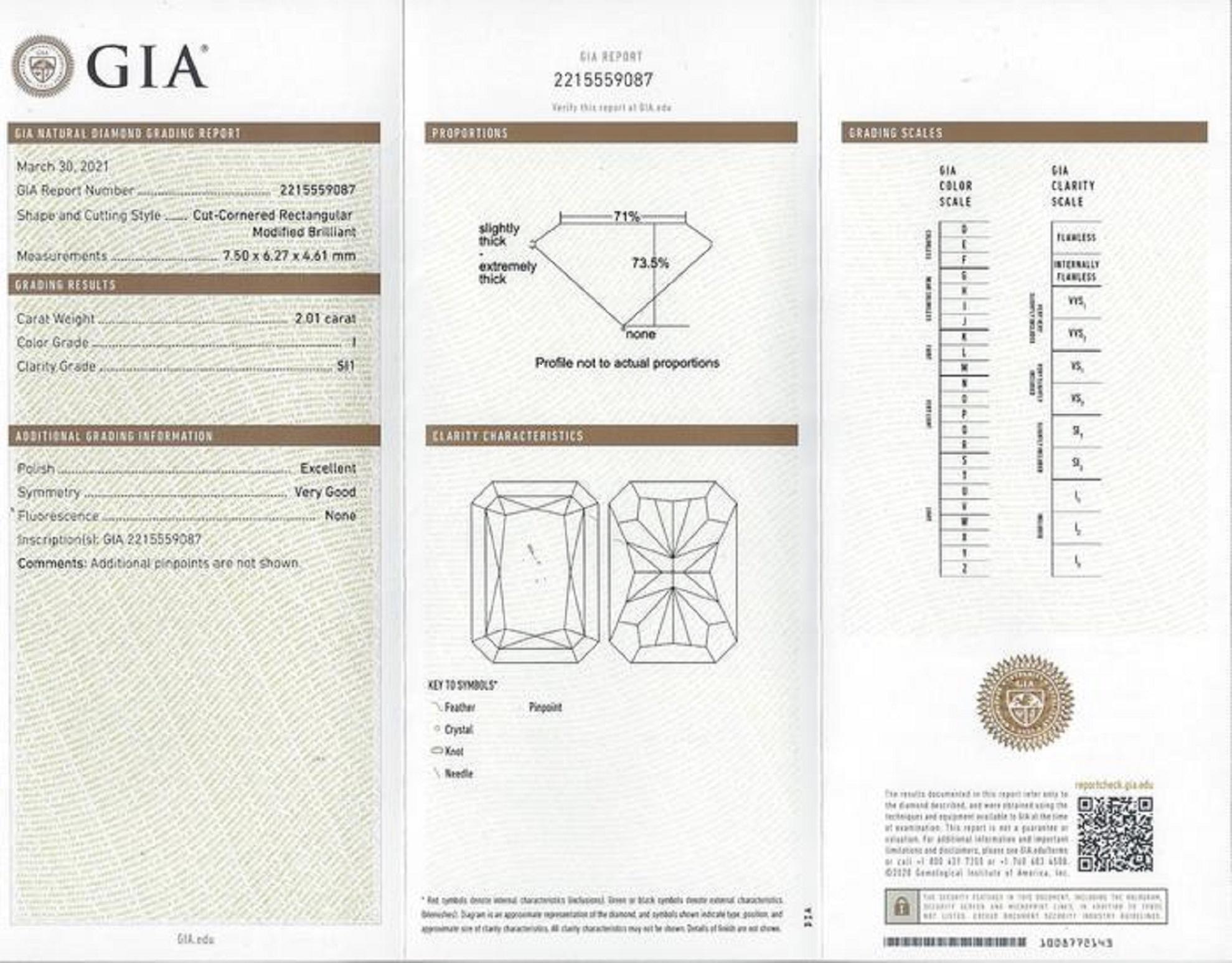 GIA Certified 2.25 Carat Radiant Cut Diamond Ring For Sale at 1stDibs ...