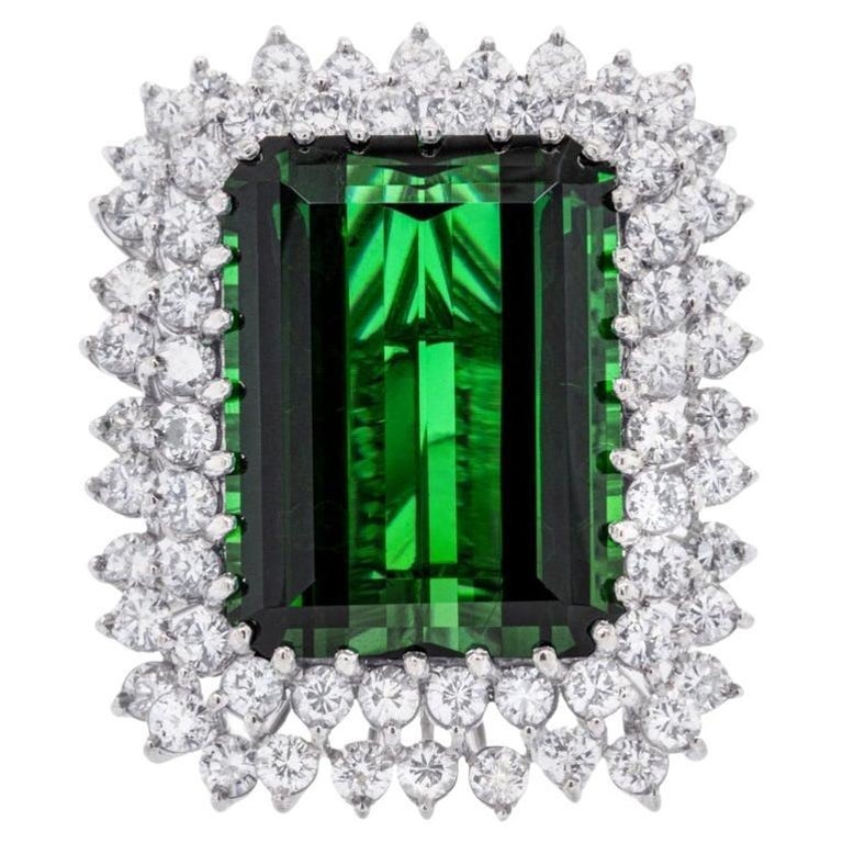 GIA Certified 22.52 Carat Tourmaline Ring with 2.25 Carats of Diamonds ...