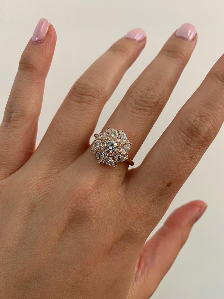 GIA Certified 2.26 Carat Round and Pear Diamond Ring For Sale at 1stDibs