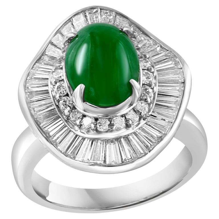 GIA Certified 2.36 Ct Jadeite Jade &2 Ct Diamond Cocktail Ring Platinum ...