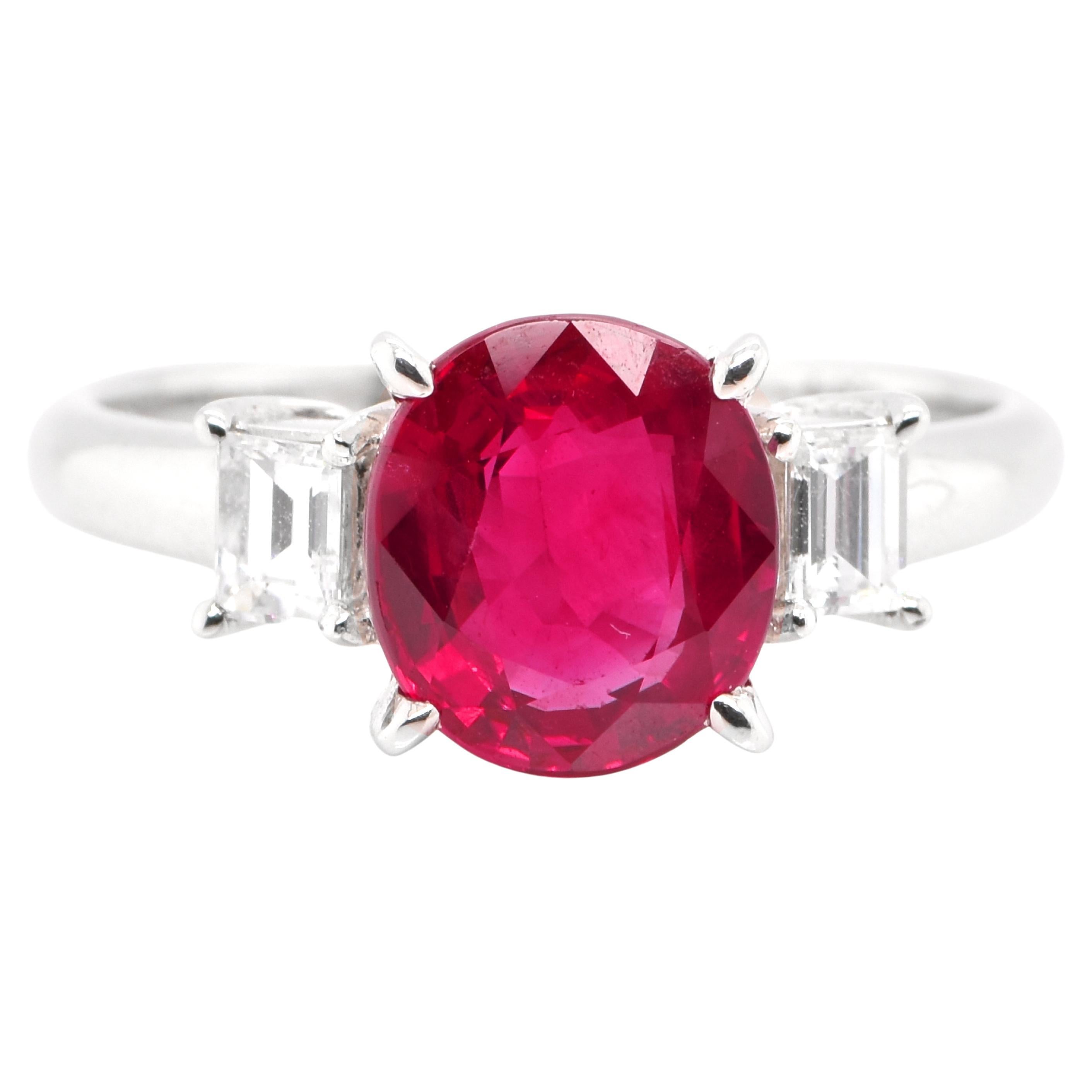 Roman + Jules GIA Certified Oval Burmese Ruby and Diamond Ring Set in ...