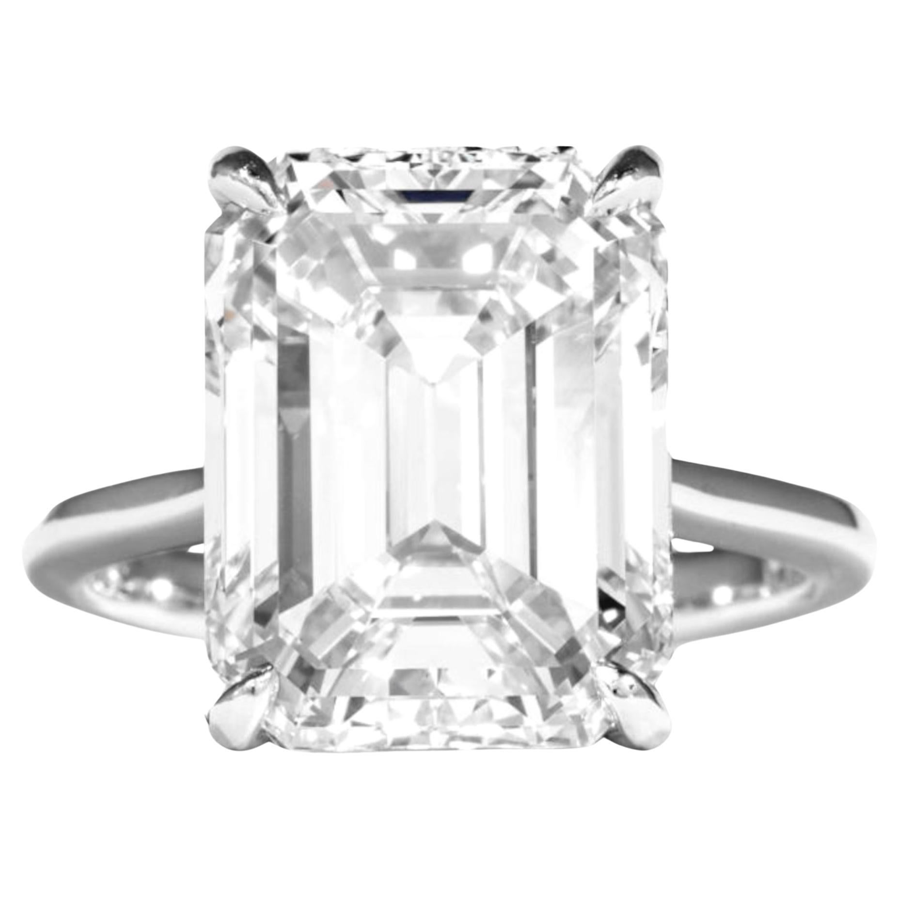 GIA Certified 15 Carat Emerald Cut Platinum Diamond Ring For Sale at ...