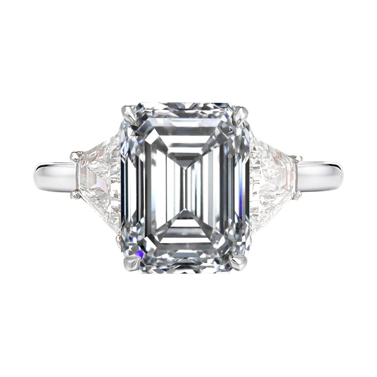 GIA Certified 2.20 Carat Emerald Cut Halfmoon Diamond Platinum Ring E ...