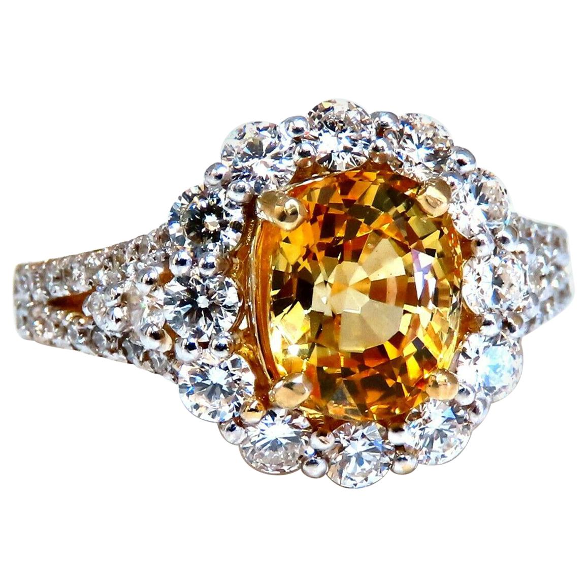 2.15 CTW Natural Yellow-Orange Sapphire and Diamond Engagement Ring in ...
