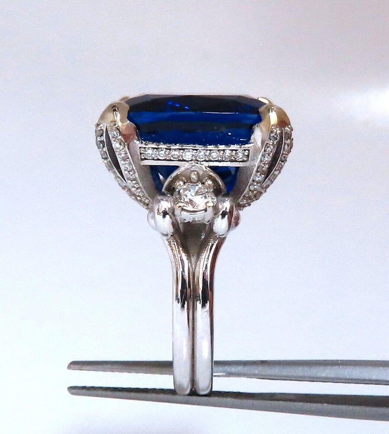 GIA Certified 27.35ct Natural Blue Tanzanite Diamonds Ring 18kt Three ...
