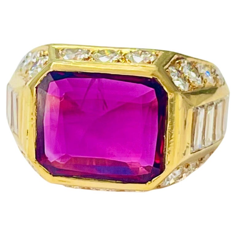 GIA Certified 2.50 Carat No Heat Octagonal Ruby and Diamond Engagement ...