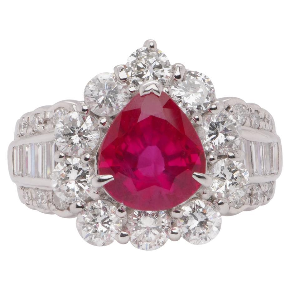 Certified 1 Carat Burma Reddish Purple Ruby Solitaire PT900 Ring For ...