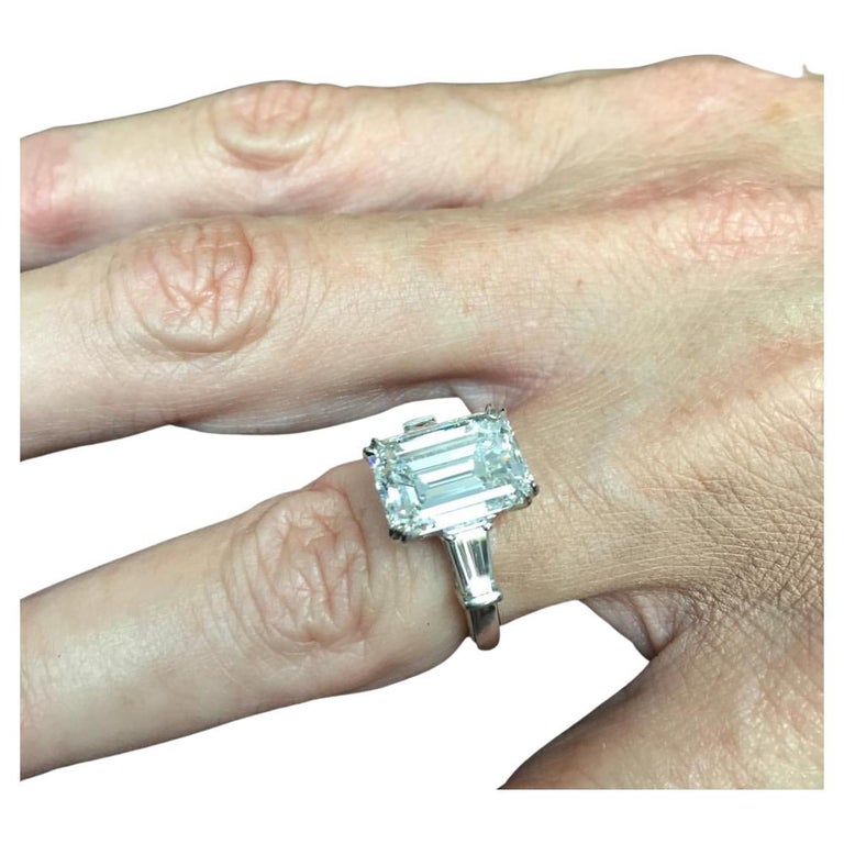 Gia Certified 3 Carat Emerald Cut Diamond Ring E Color For Sale at 1stDibs