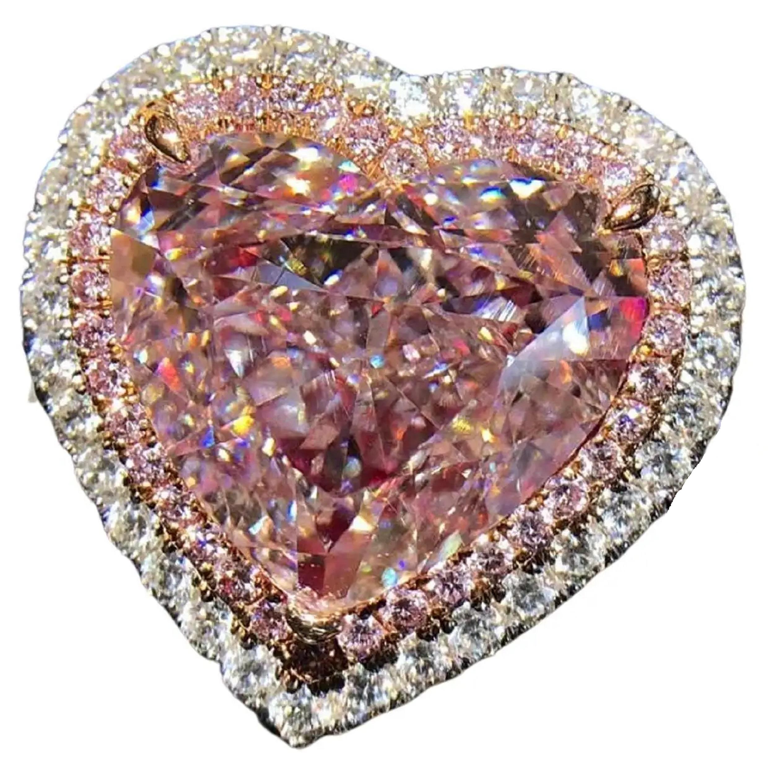 GIA Certified 3 Carat Fancy Light Pink Heart Shape Diamond Ring For ...