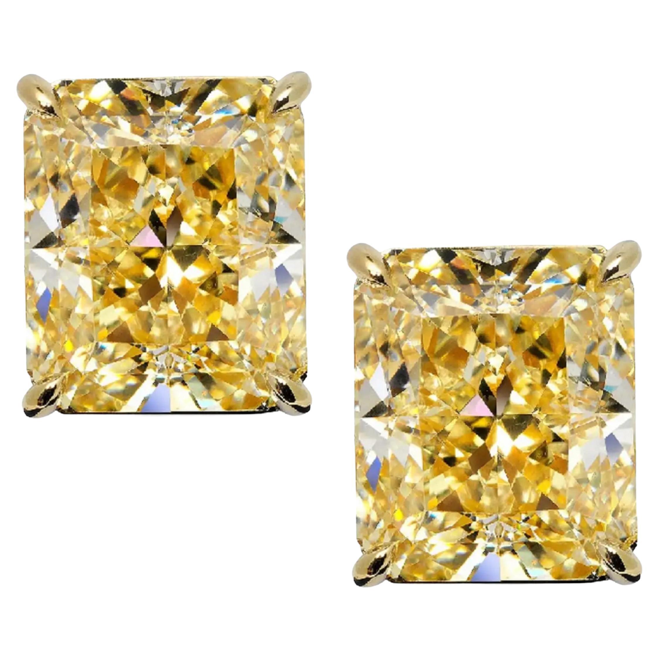 Scarselli Fancy Yellow Diamonds Earrings 8+ Carat Each GIA Certified ...