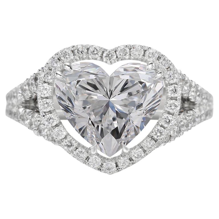 Flawless GIA Certified 2 Carat Heart Shape Solitaire Ring For Sale at ...