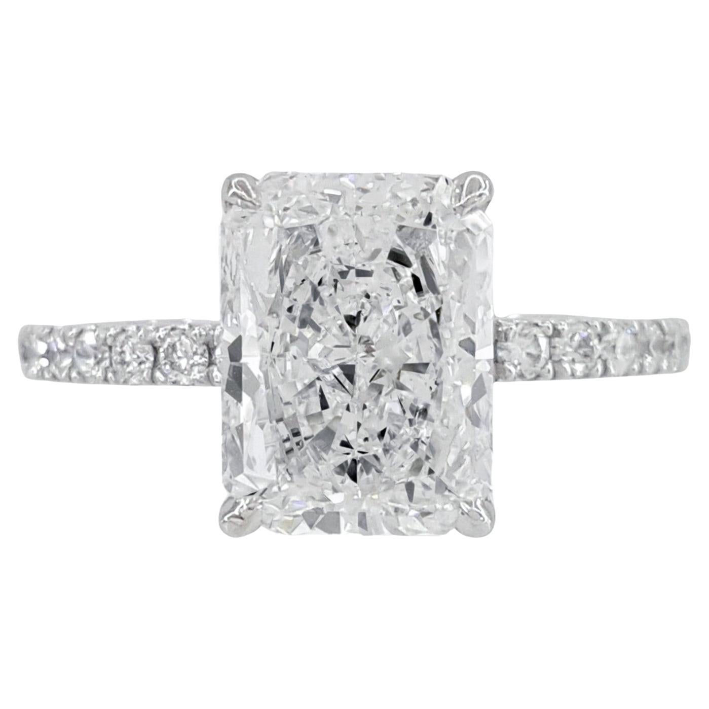 GIA Certified 4 Carat Long Radiant Cut Diamond Ring Excellent Cut For ...