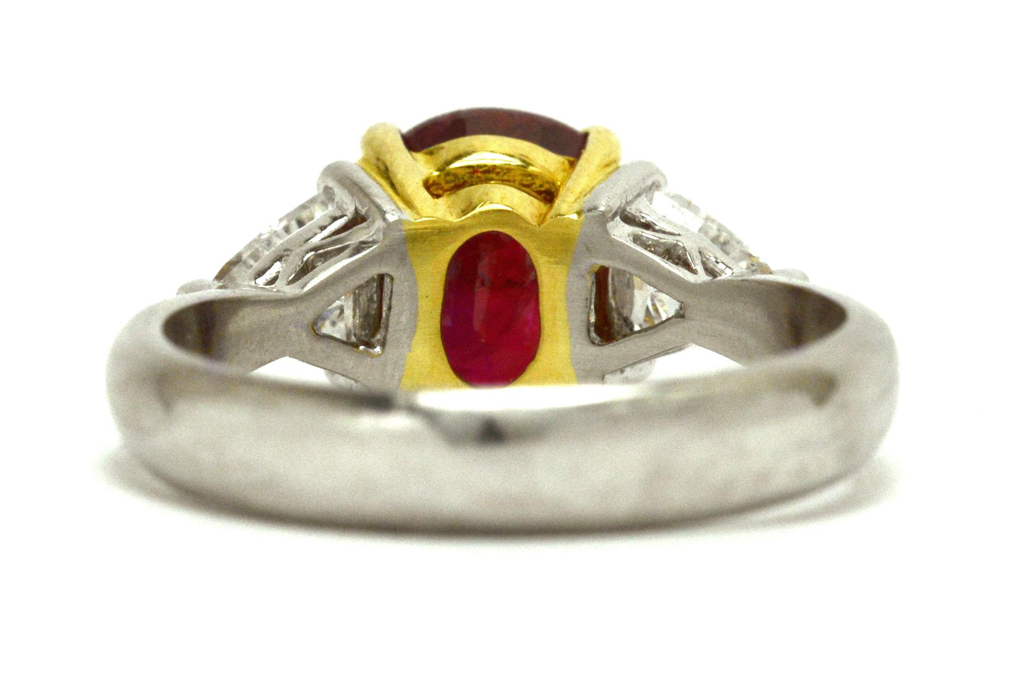 GIA Certified 3 Carat Oval Burma Ruby Diamond Platinum Gemstone ...