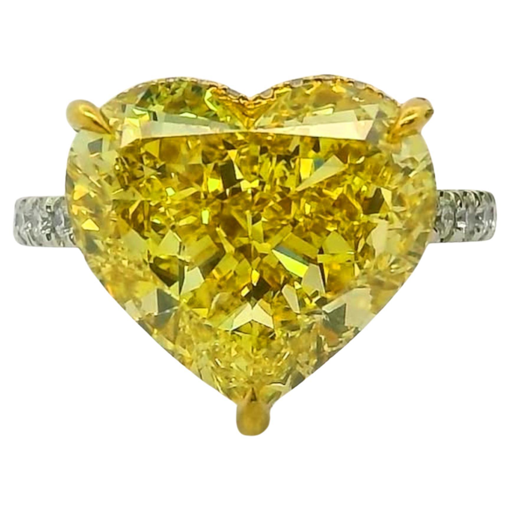 Exceptional GIA Certified 4 Carat Fancy Yellow Diamond Ring FLAWLESS ...