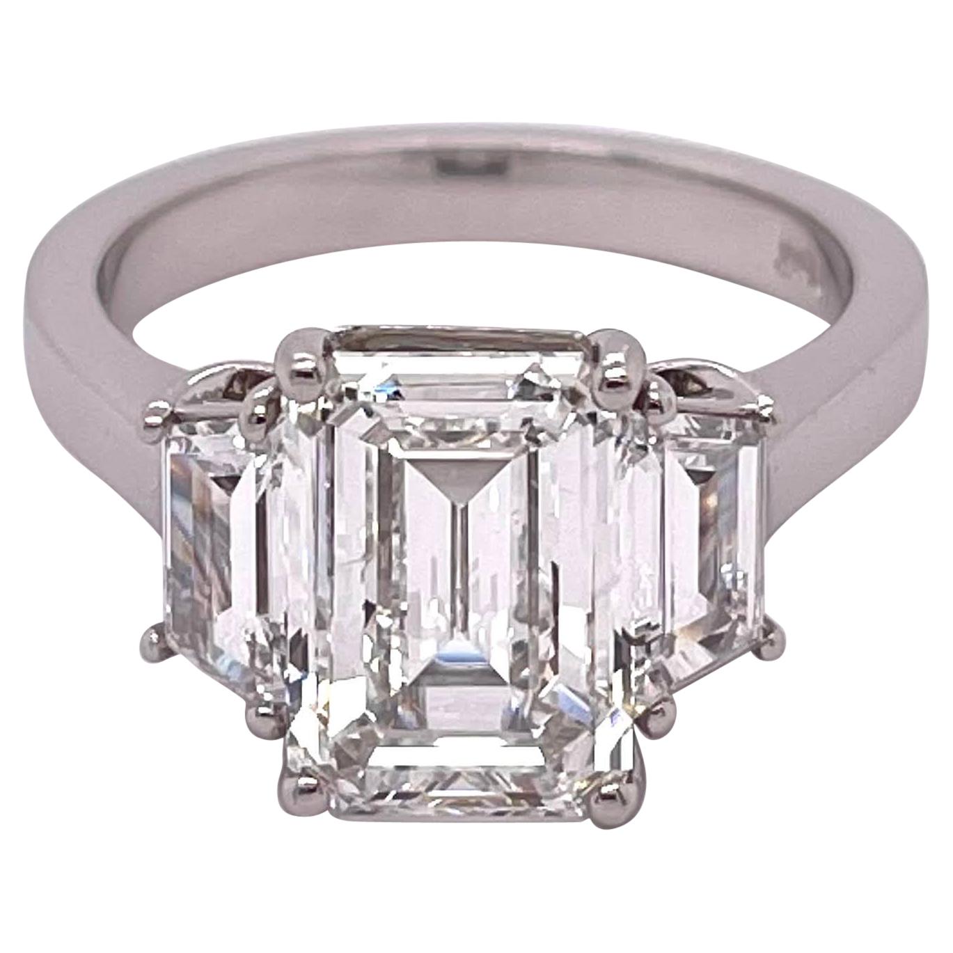 3.01 Emerald Cut Burmese Ruby Diamond Platinum Engagement Ring For Sale ...