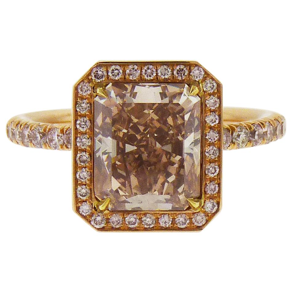 GIA Certified 3.02 Carat Fancy Brown-Greenish Yellow Diamond Cocktail ...