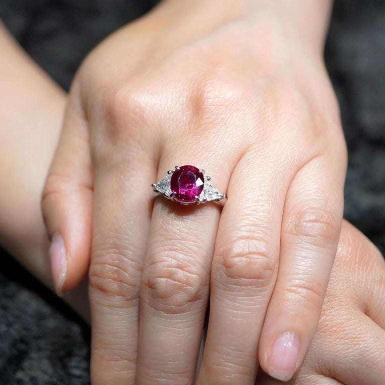 GIA Certified 3.03 Carat Rare 'Thailand' Ruby and Diamond Solitaire ...