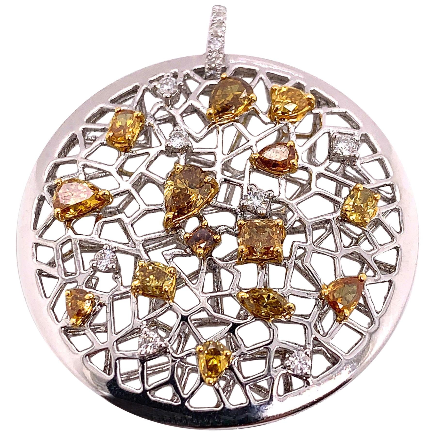 2.06 Carat Natural Fancy Yellow Orange Brown Light Pink Diamond Pendant ...