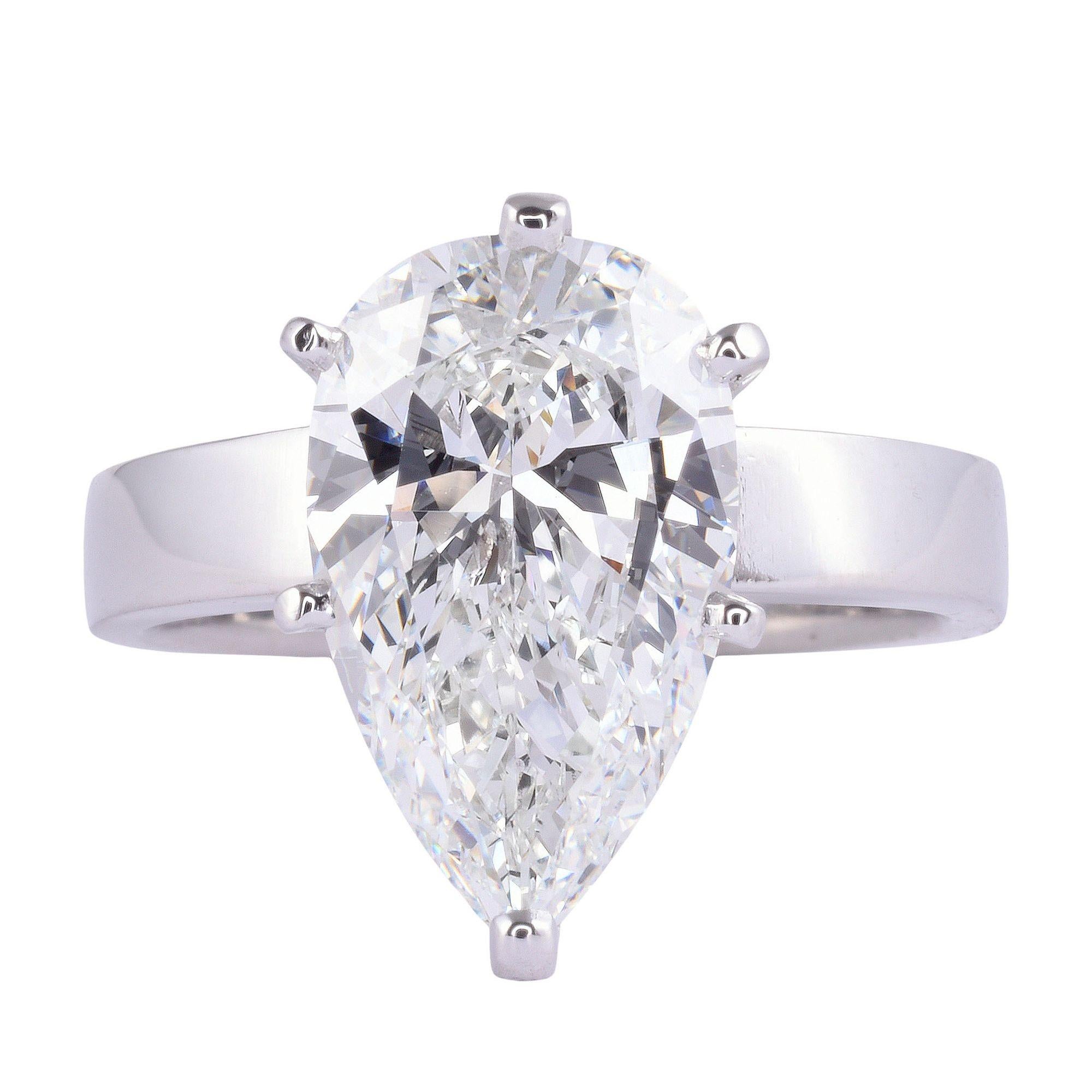GIA Certified 3.07 Carat VS2 Pear Diamond Solitaire Engagement Ring For ...