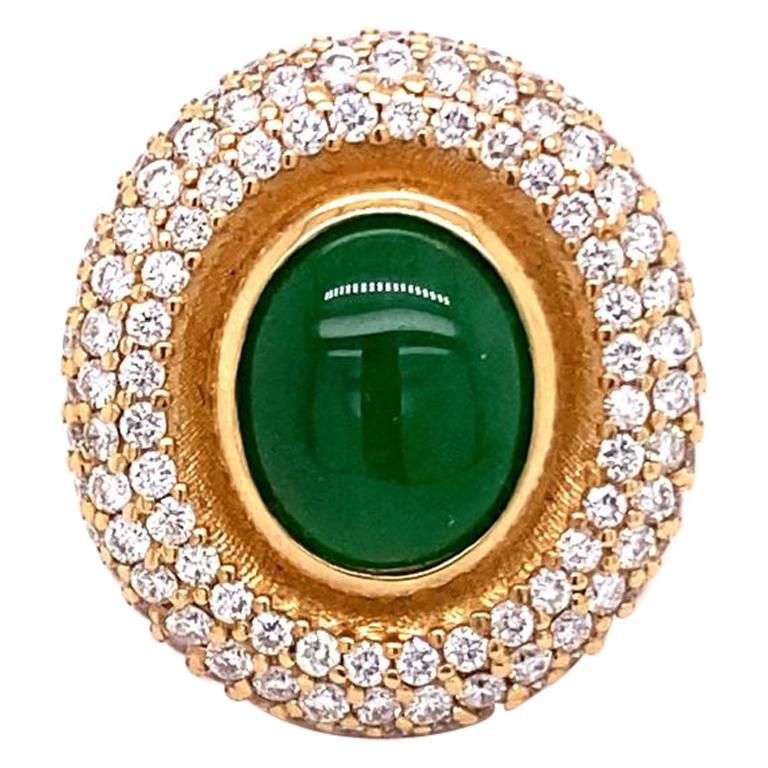 Certified Type A Jadeite Jade and Diamond Cocktail Ring, Best Imperial ...