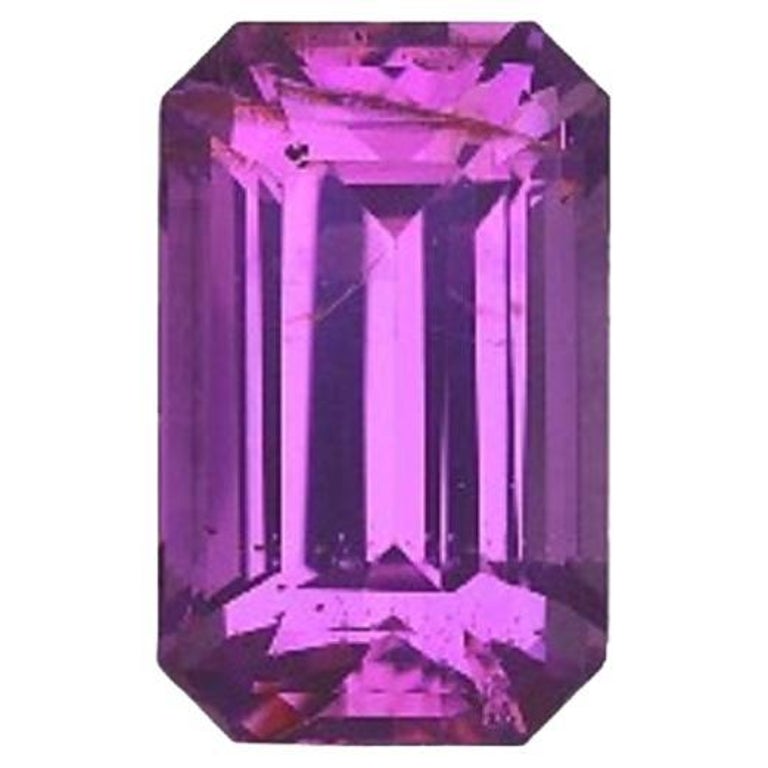 GIA Certified 3.10 carat Emerald Cut Pinkish Purple Natural Sapphire ...