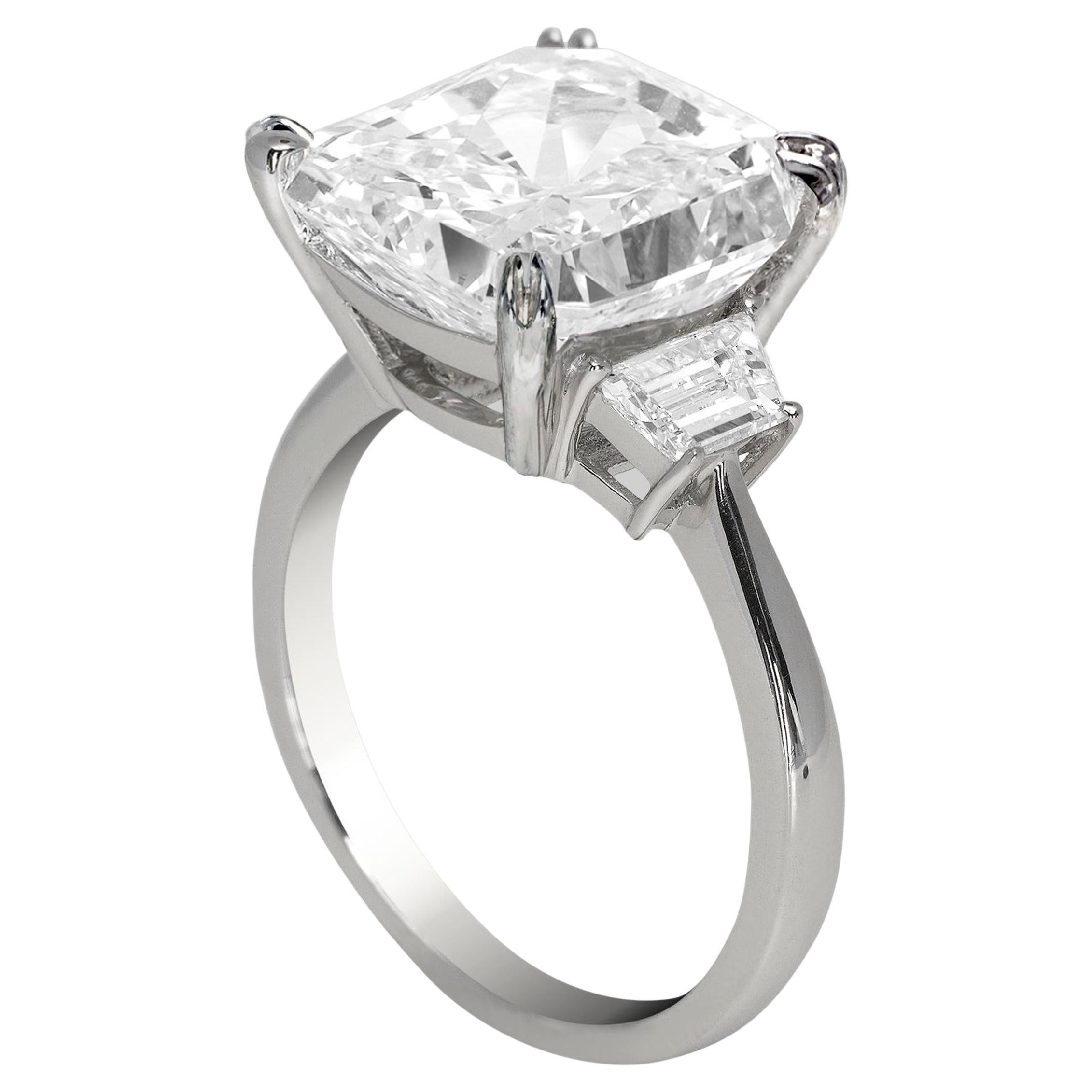 D Color GIA Certified 3 Carat Radiant Cut Diamond Ring For Sale at 1stDibs