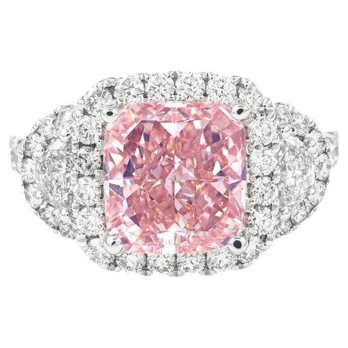 GIA Certified 3 Carat Fancy Light Pink Heart Shape Diamond Ring For ...