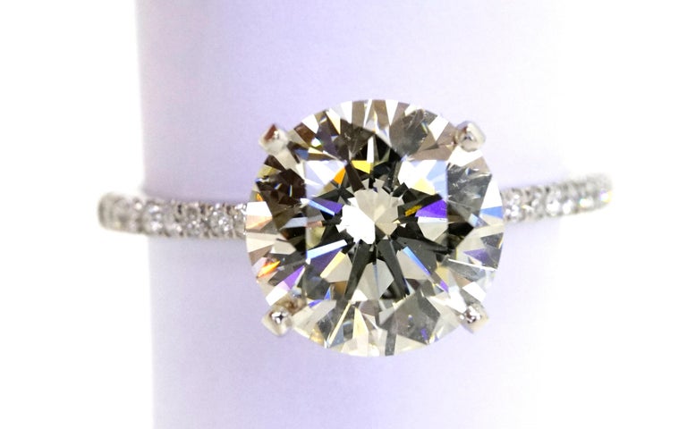 GIA Certified 3.25 Carats Round Brilliant Cut Engagement Ring at 1stDibs
