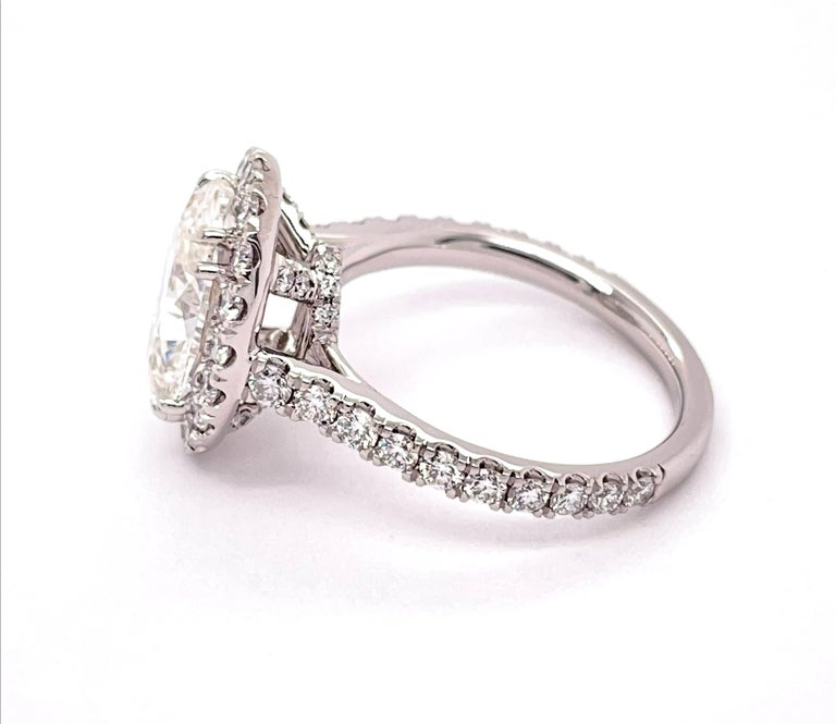 GIA Certified 3.30 Carat Oval Diamond Engagement Ring Platinum Mounting ...