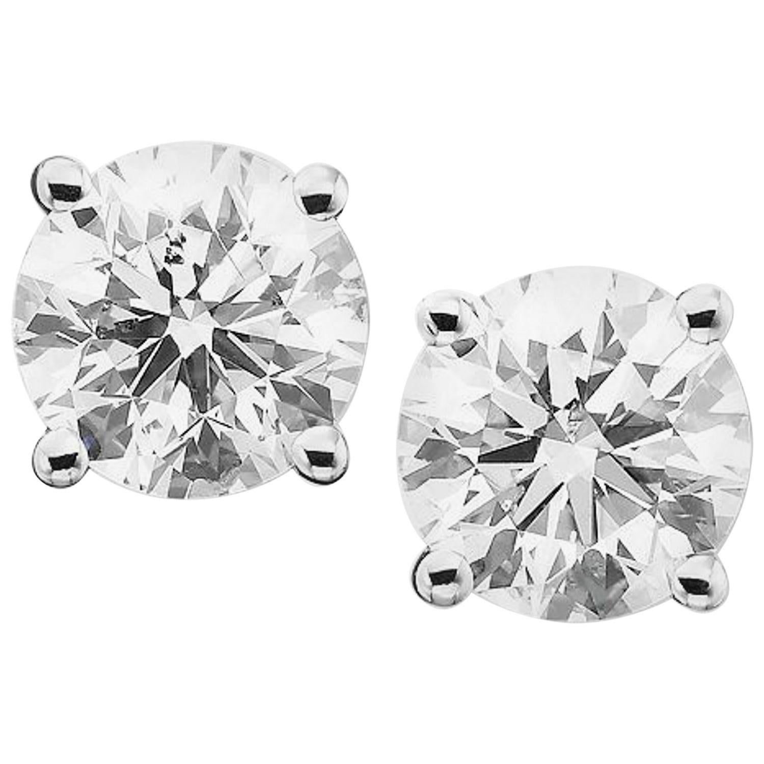 GIA Certified 3.52 Carat Round Brilliant Cut Diamond Studs For Sale at ...