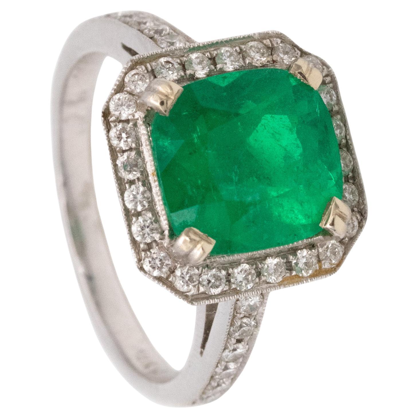Muzo Emerald Colombia Emerald 18K Yellow Gold Cocktail Ring at 1stDibs