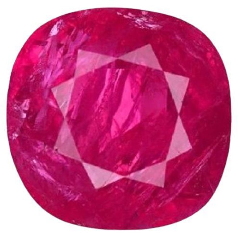 GIA Certified 3.58 Carat Cushion Burma No Heat Ruby For Sale at 1stDibs