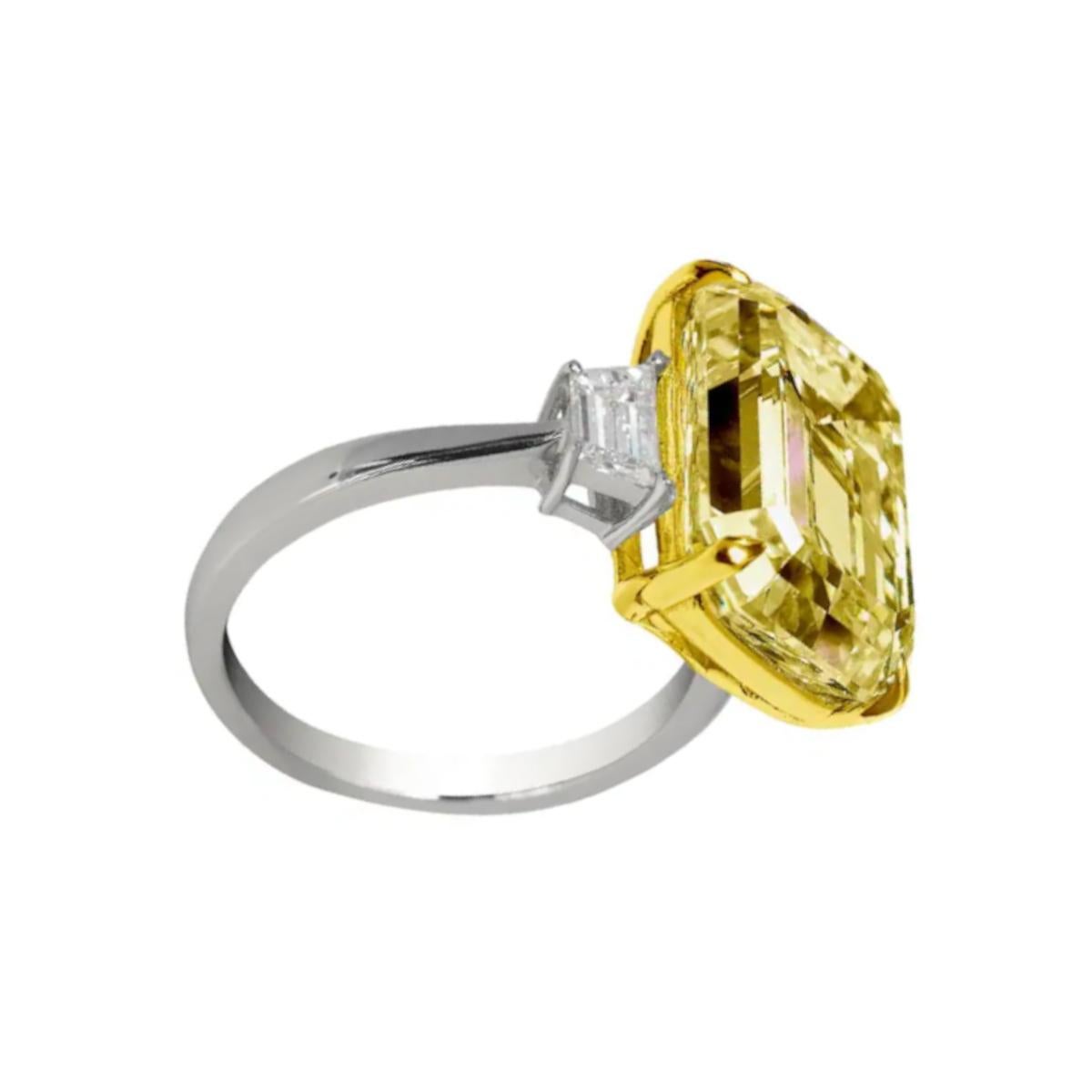GIA Certified 3.03 Ct Fancy Yellow Emerald Cut Diamond with Trapezoid ...