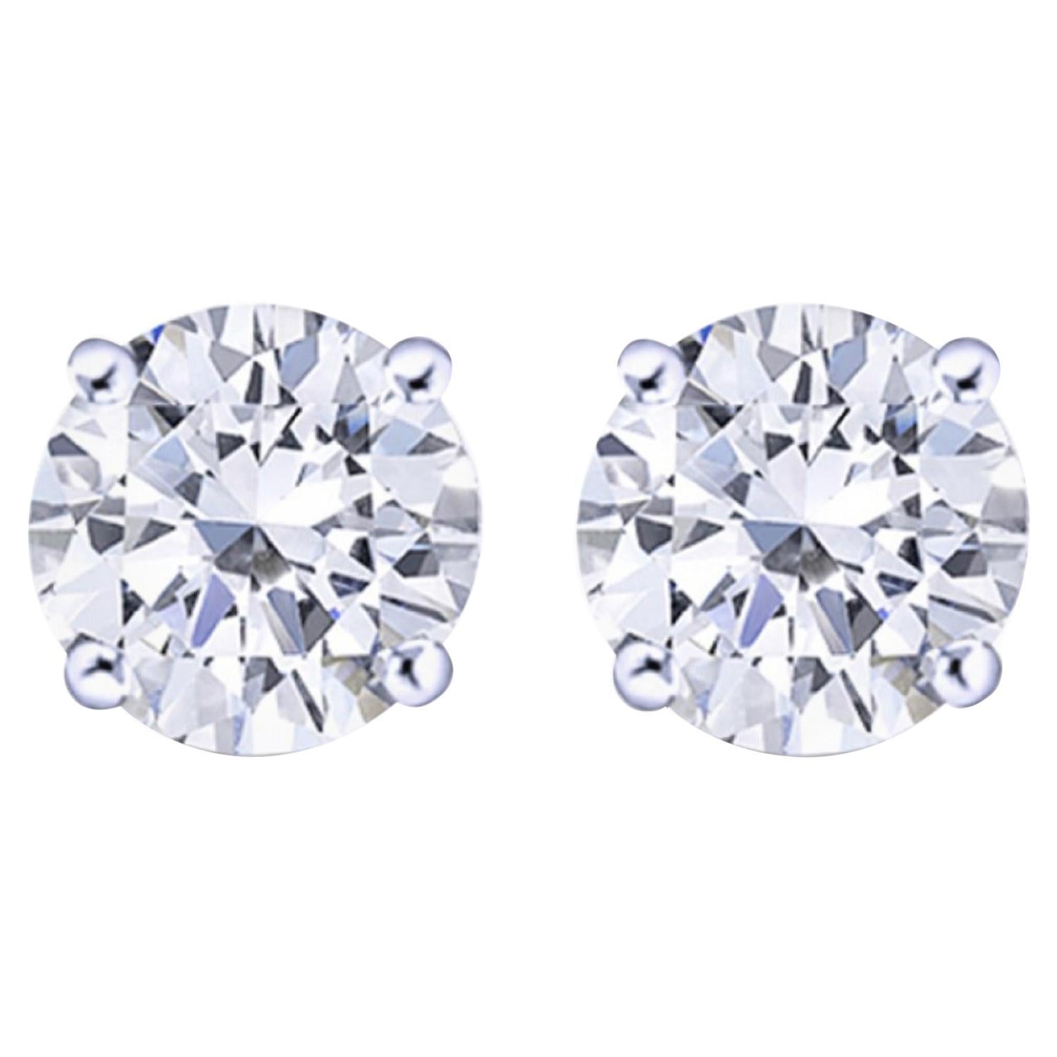 GIA Certified Classic Halo Studs in Platinum 1.22 Carat For Sale at 1stDibs