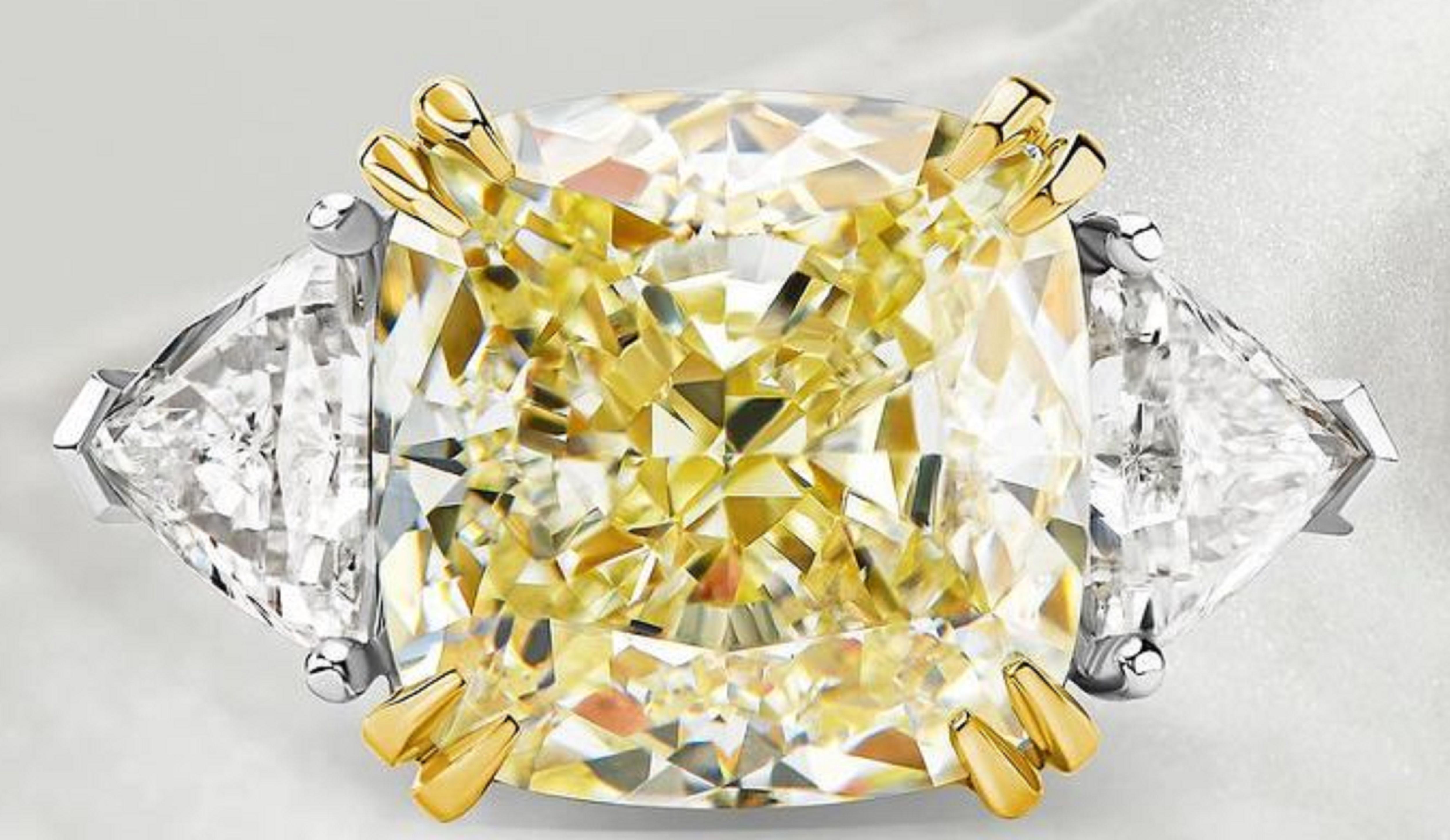 Vintage Certified 5.0 Carat Light Yellow Diamond Ring, Carl Bucherer ...