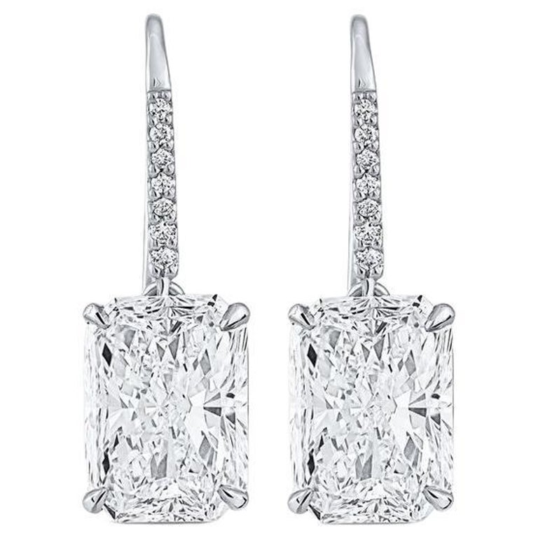 GIA Certified 4 Carat Radiant Cut Diamond Earrings For Sale at 1stDibs
