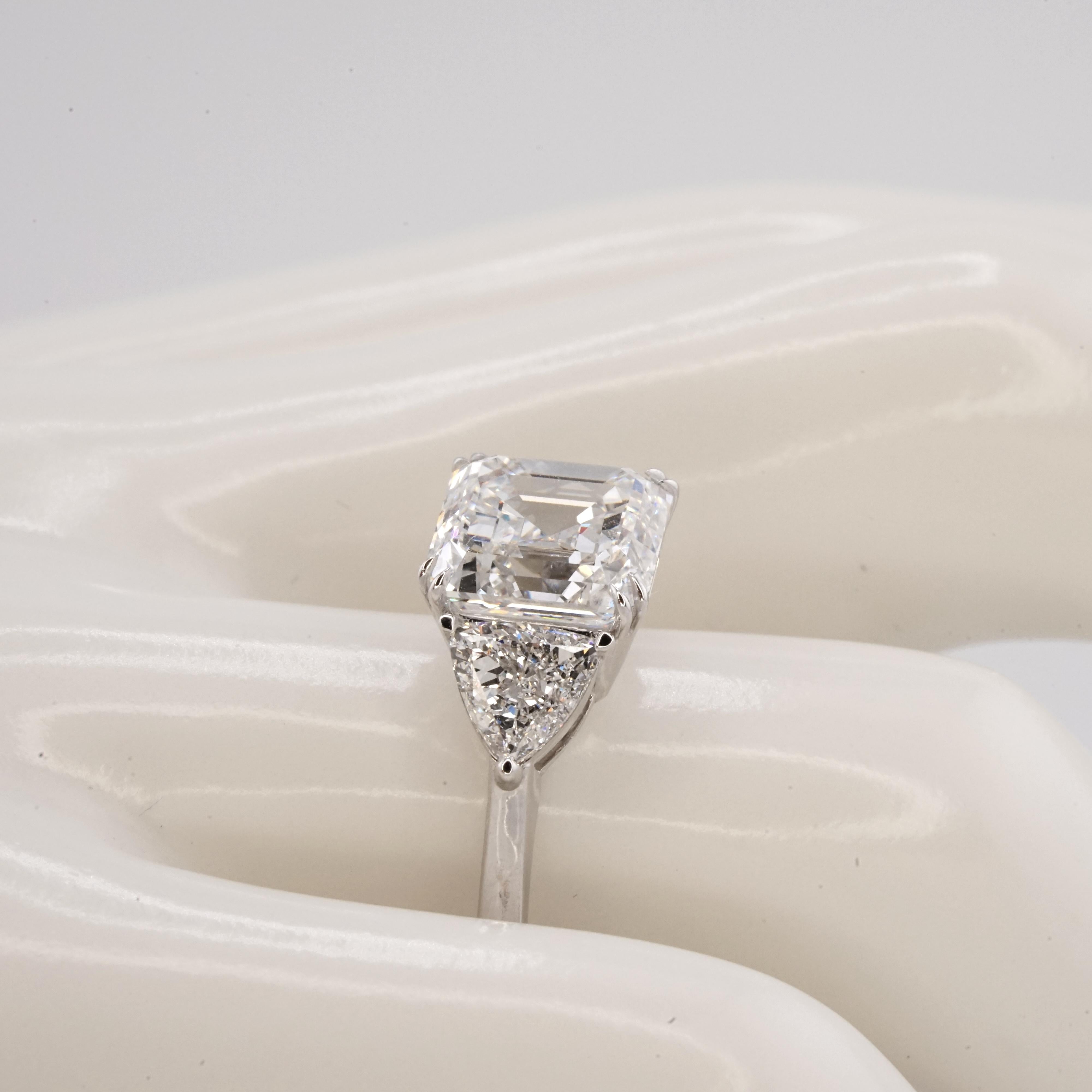 GIA Certified 4 Carat Square Emerald Cut Diamond with Trillion Diamonds ...