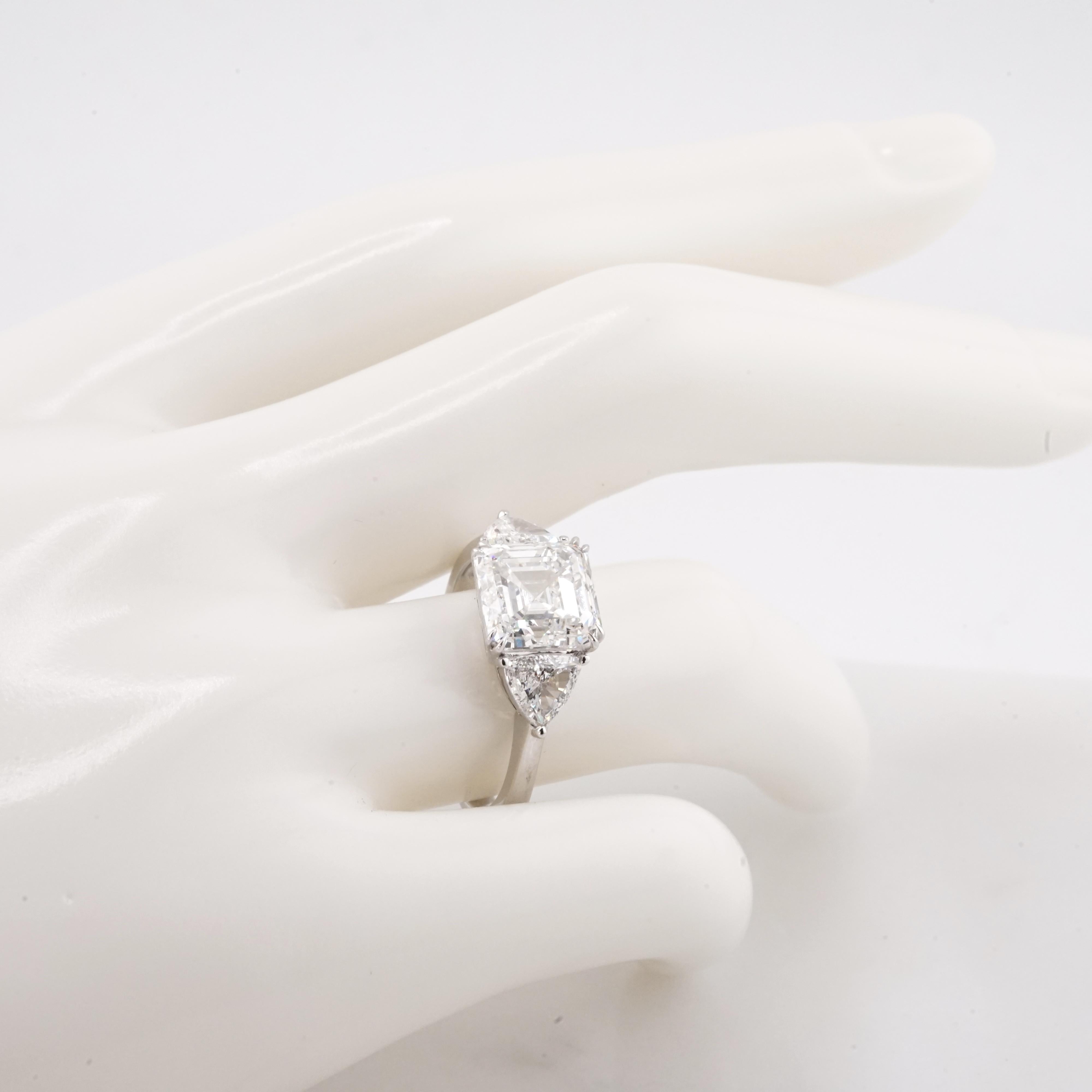 GIA Certified 4 Carat Square Emerald Cut Diamond with Trillion Diamonds ...